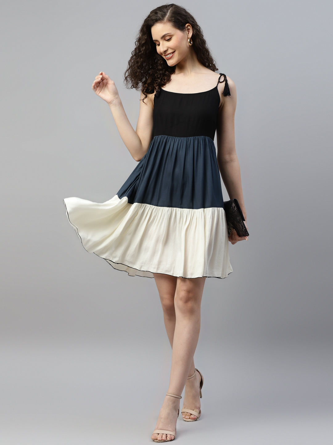 Color Blocking Women's Tiered Dress